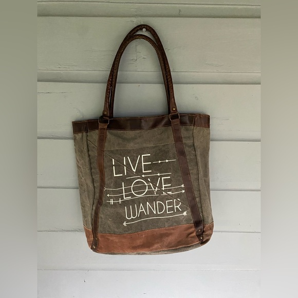 Mona B | Bags | Nwt Mona B Live Love Wander Bag Upcycled Recycled ...